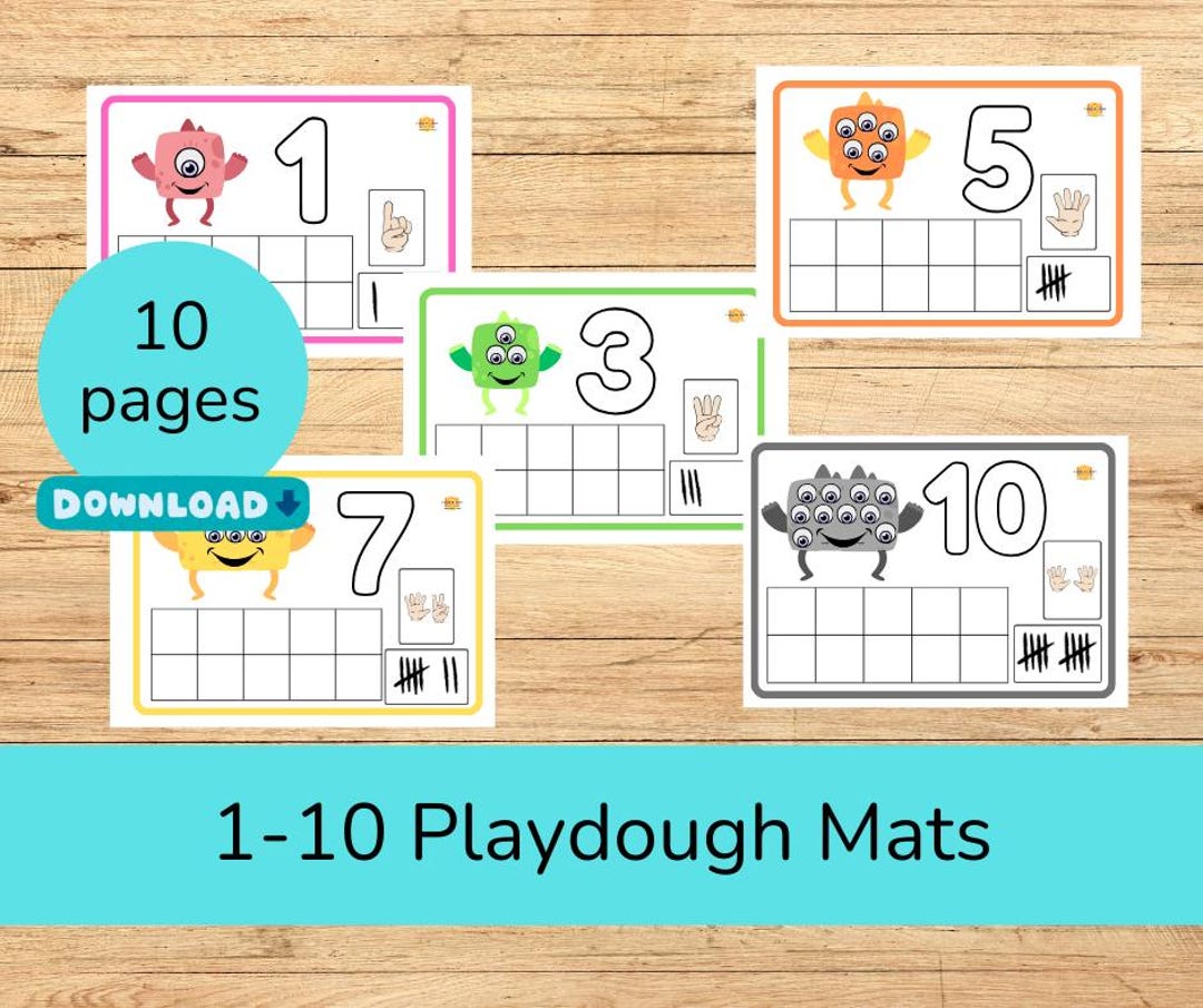 1-10 Playdough Counting Mats - Etsy