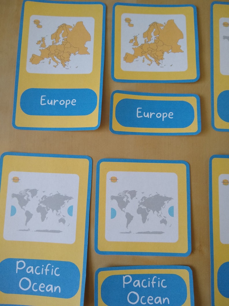 Continents and Oceans Montessori 3 Part Cards - Etsy Australia