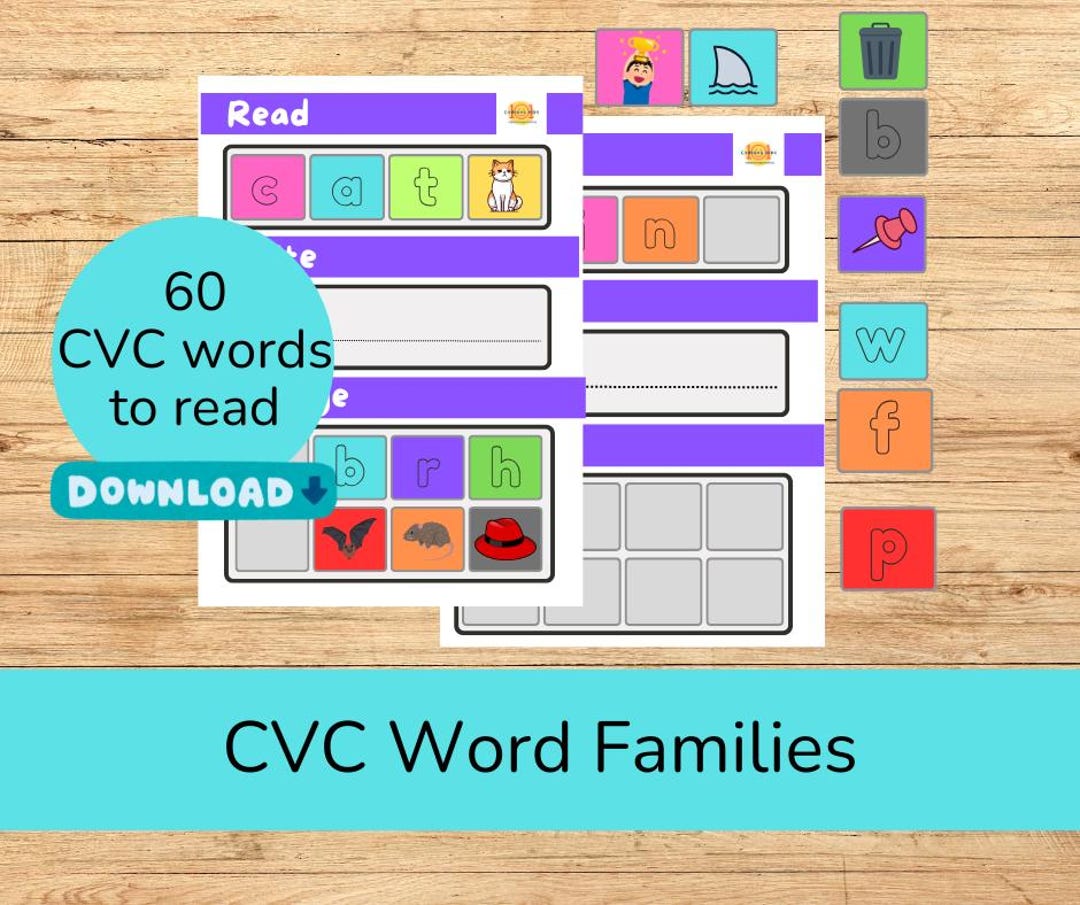 CVC Word Families Pack - Phonics for Reading - Etsy