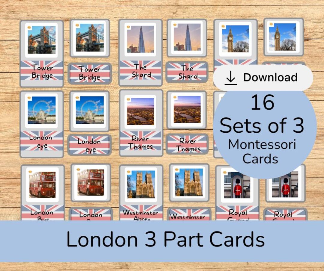 London Landmarks Montessori 3 Part Cards - Etsy