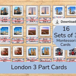 London Landmarks Montessori 3 Part Cards - Etsy