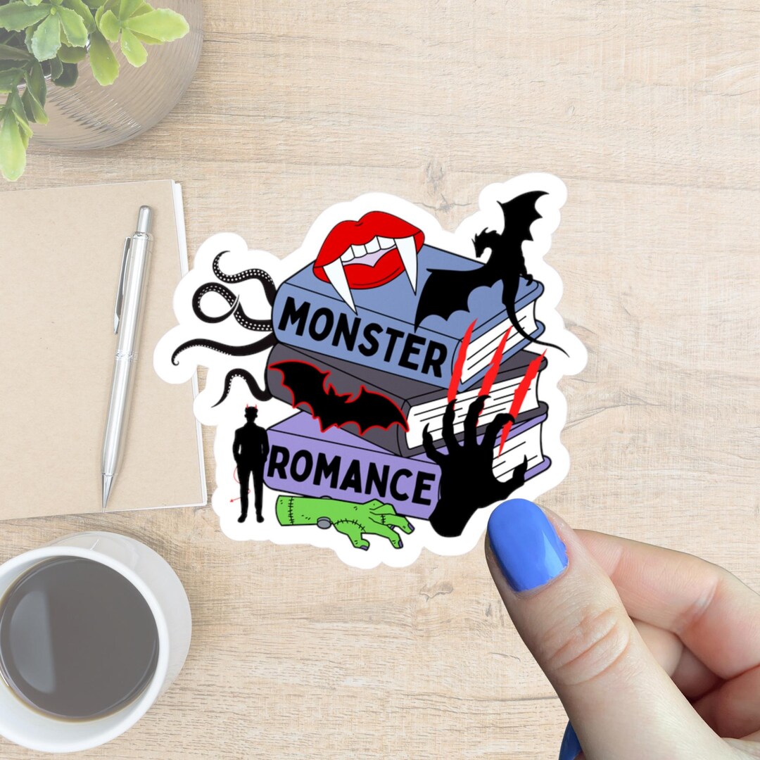 Monster Romance Bookstack Sticker, Paranormal Fantasy Reader, Book ...