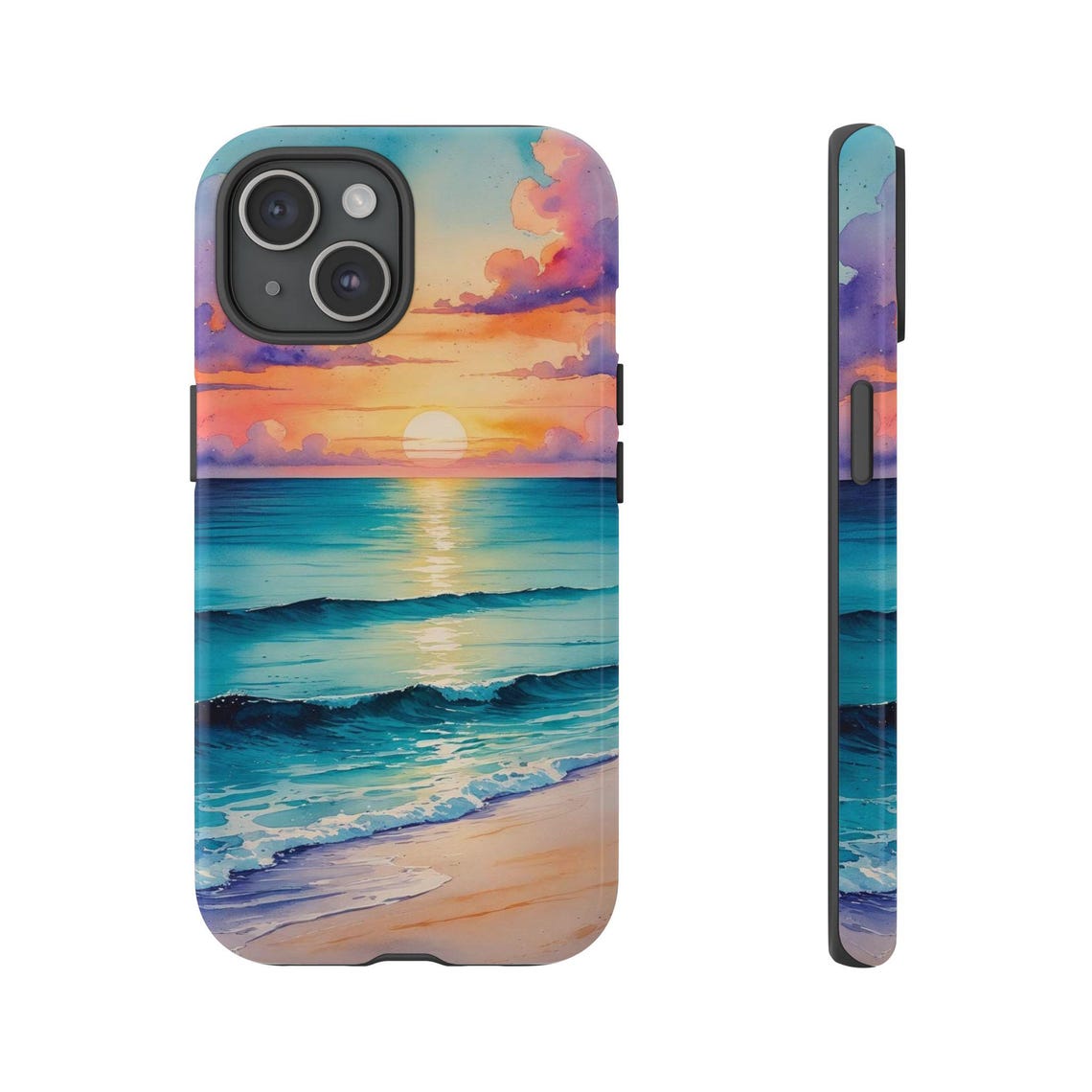 Ocean Sunset Phone Case: Coastal Watercolor Art, Beach Lover Gift - Etsy