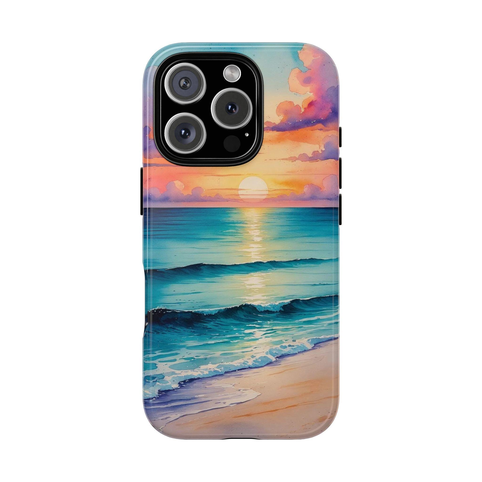 Ocean Sunset Phone Case: Coastal Watercolor Art, Beach Lover Gift - Etsy