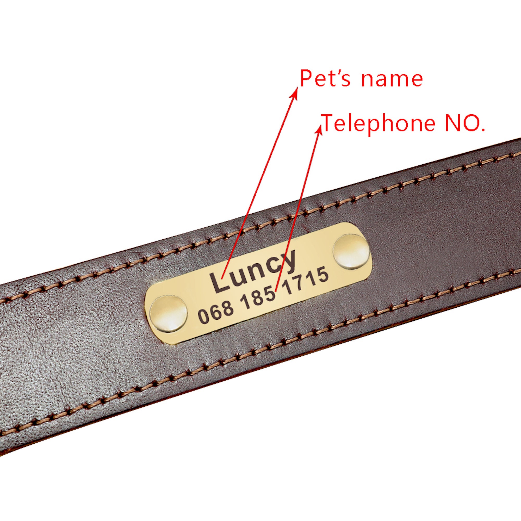 Leather Dog Collar, Engraved Dog Collar, Pet Tags Personalized, Collar ...