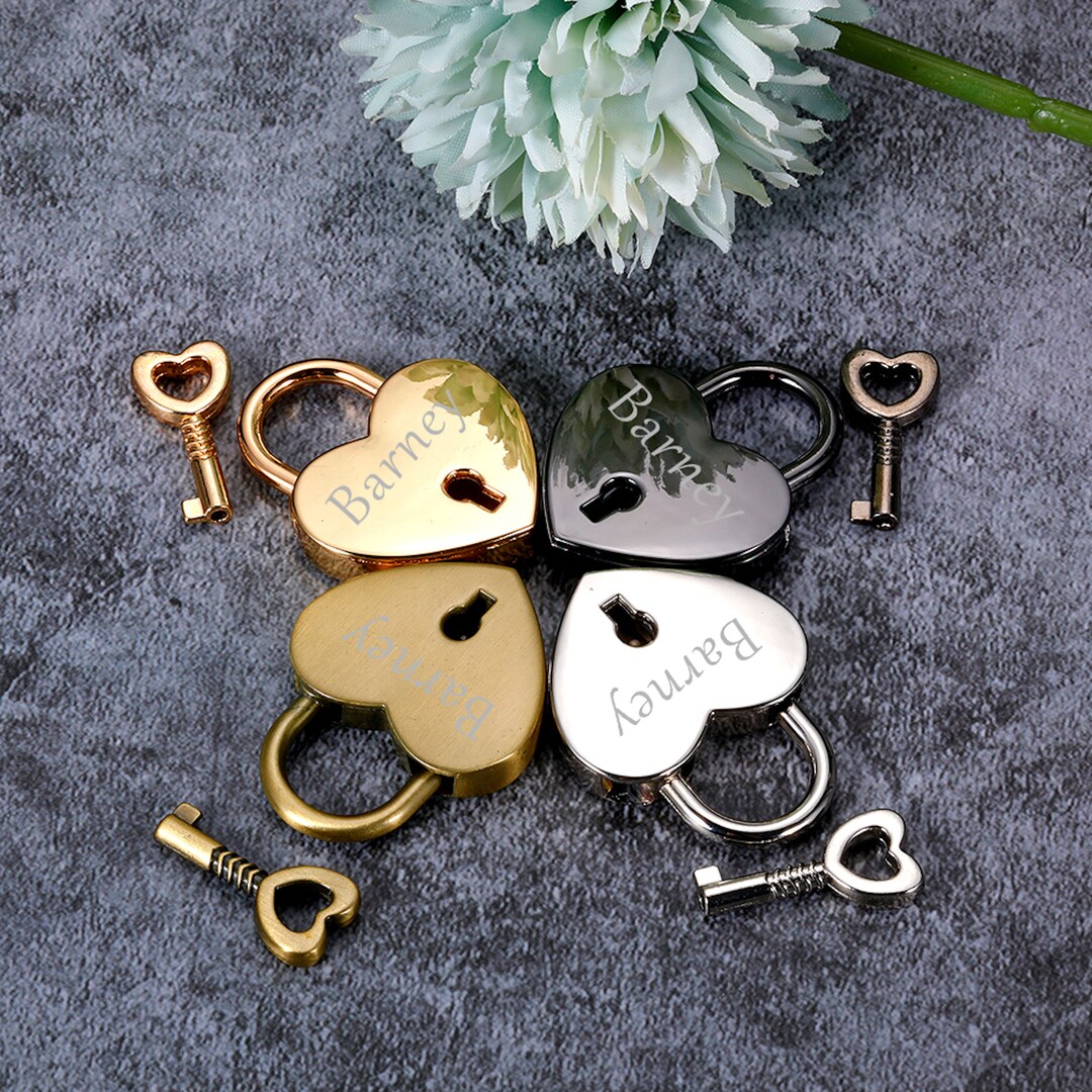 Personalized Engraved Padlock Heart Pet ID Tag Custom Dogs and Cats ...