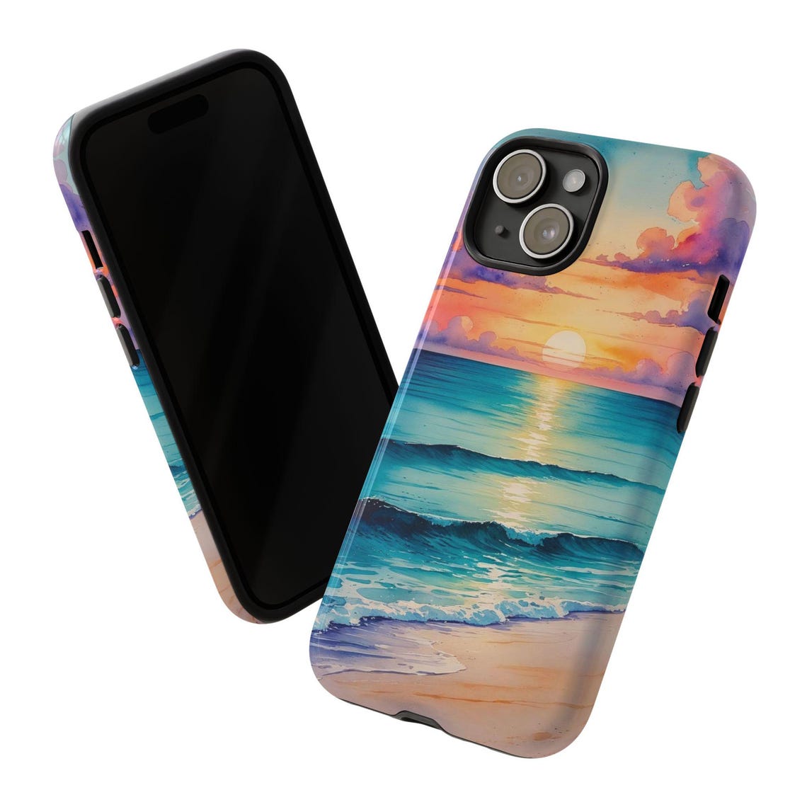 Ocean Sunset Phone Case: Coastal Watercolor Art, Beach Lover Gift - Etsy