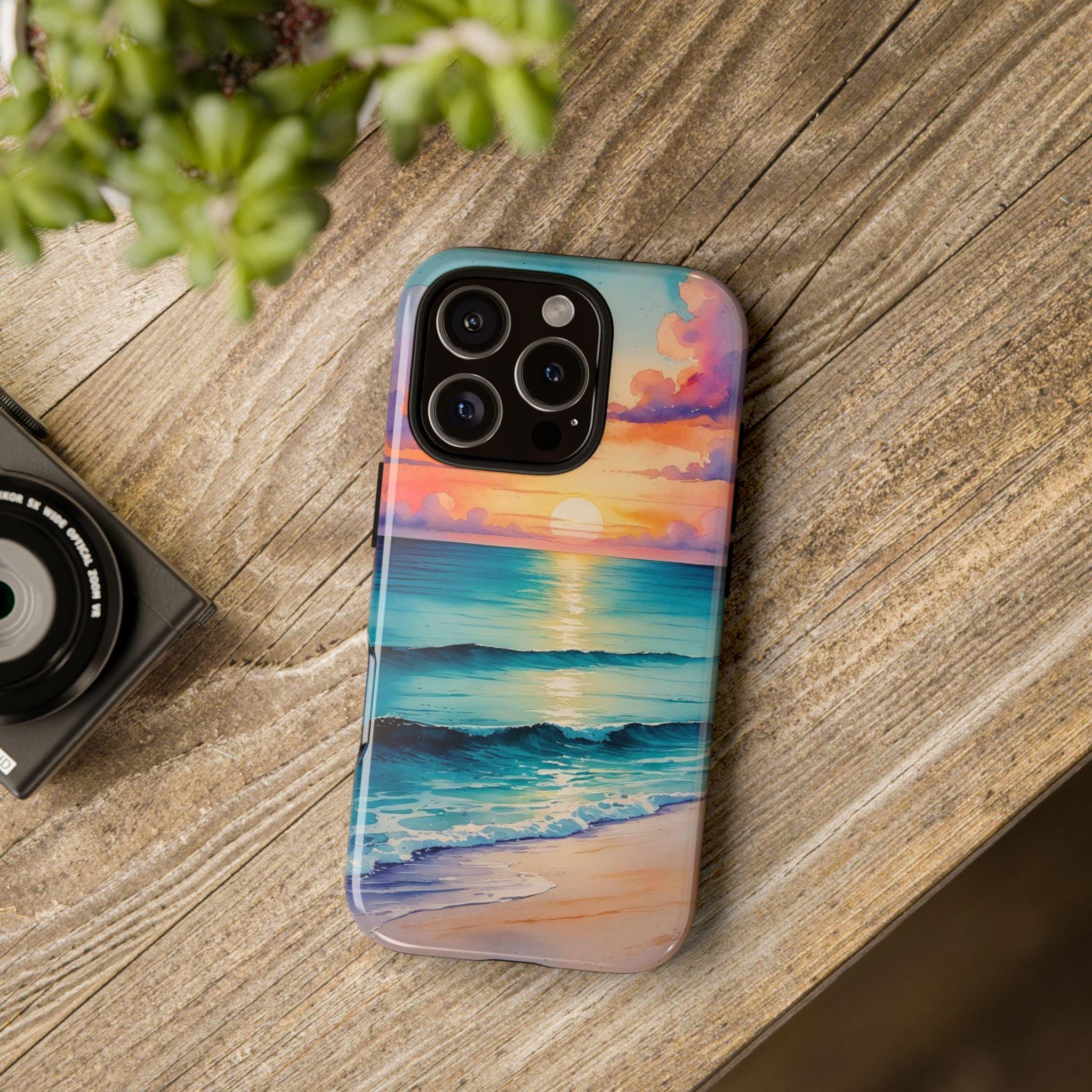 Ocean Sunset Phone Case: Coastal Watercolor Art, Beach Lover Gift - Etsy