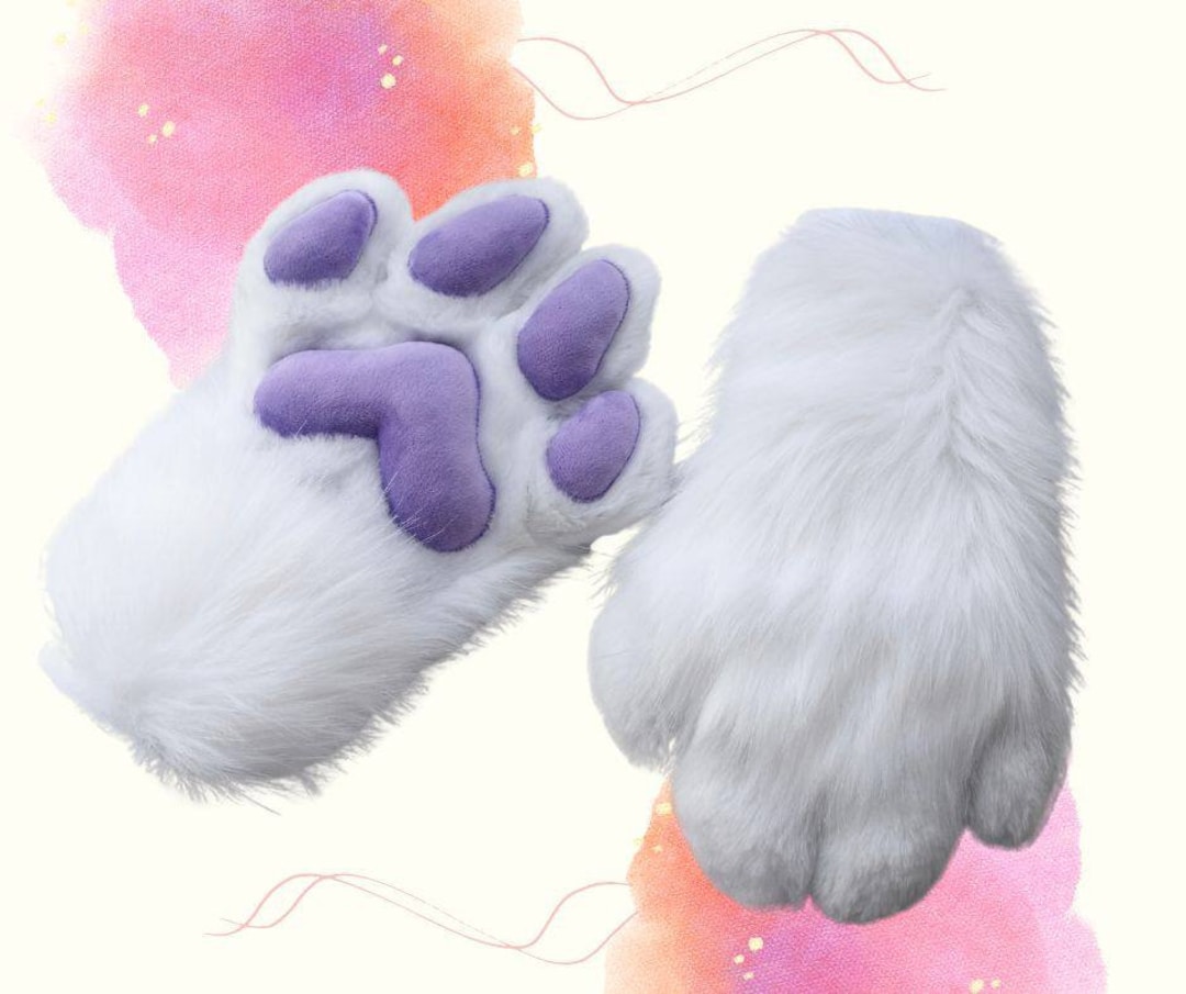 White Fursuit Paws Purple Furry Paws White Fursuit Partial - Etsy