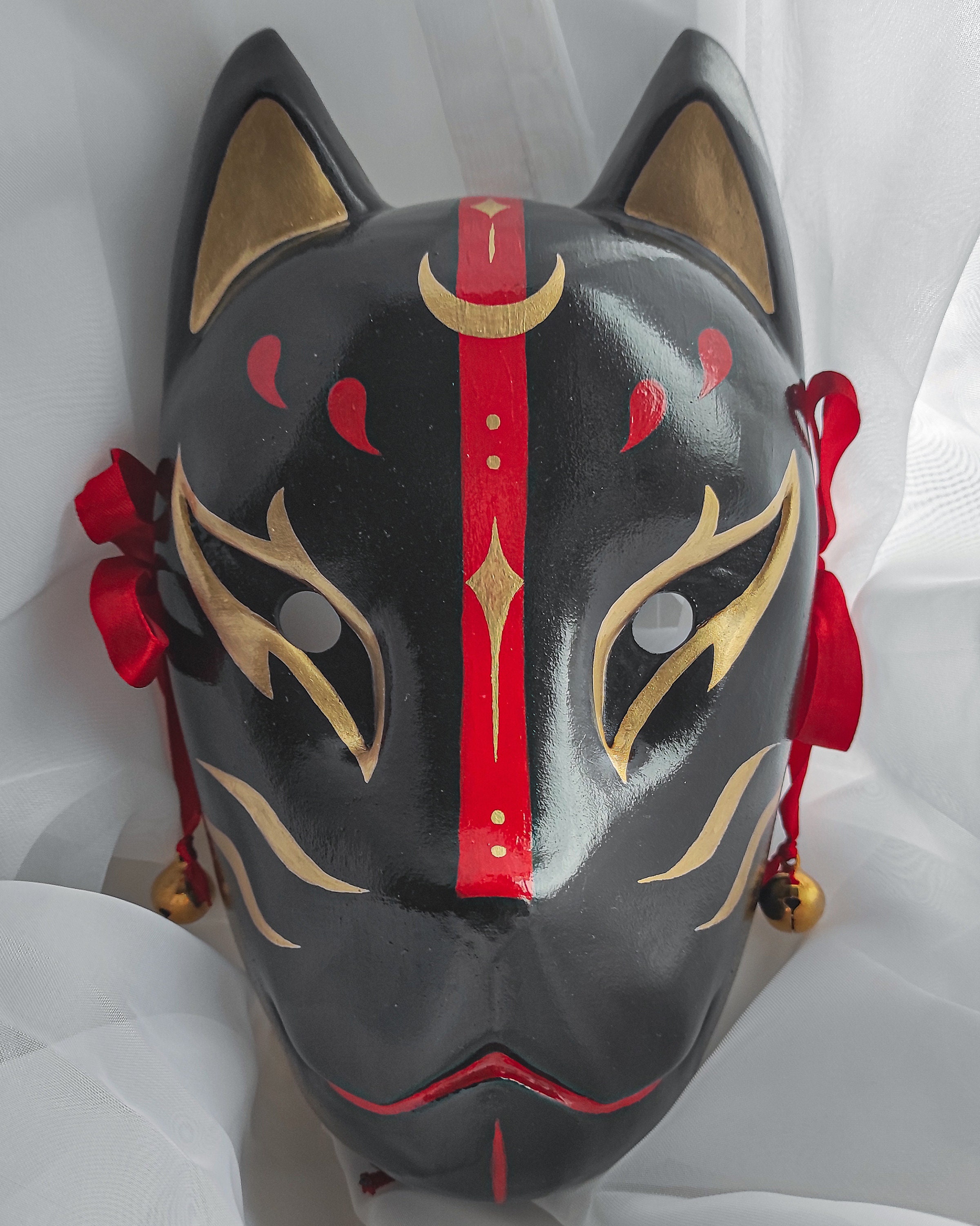 Black Kitsune Mask Genko - Etsy