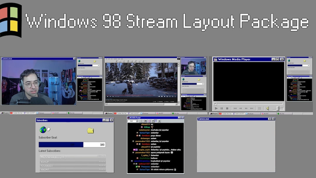 Windows 98 Retro Stream Layouts | Retro Twitch Overlay | Twitch Package ...
