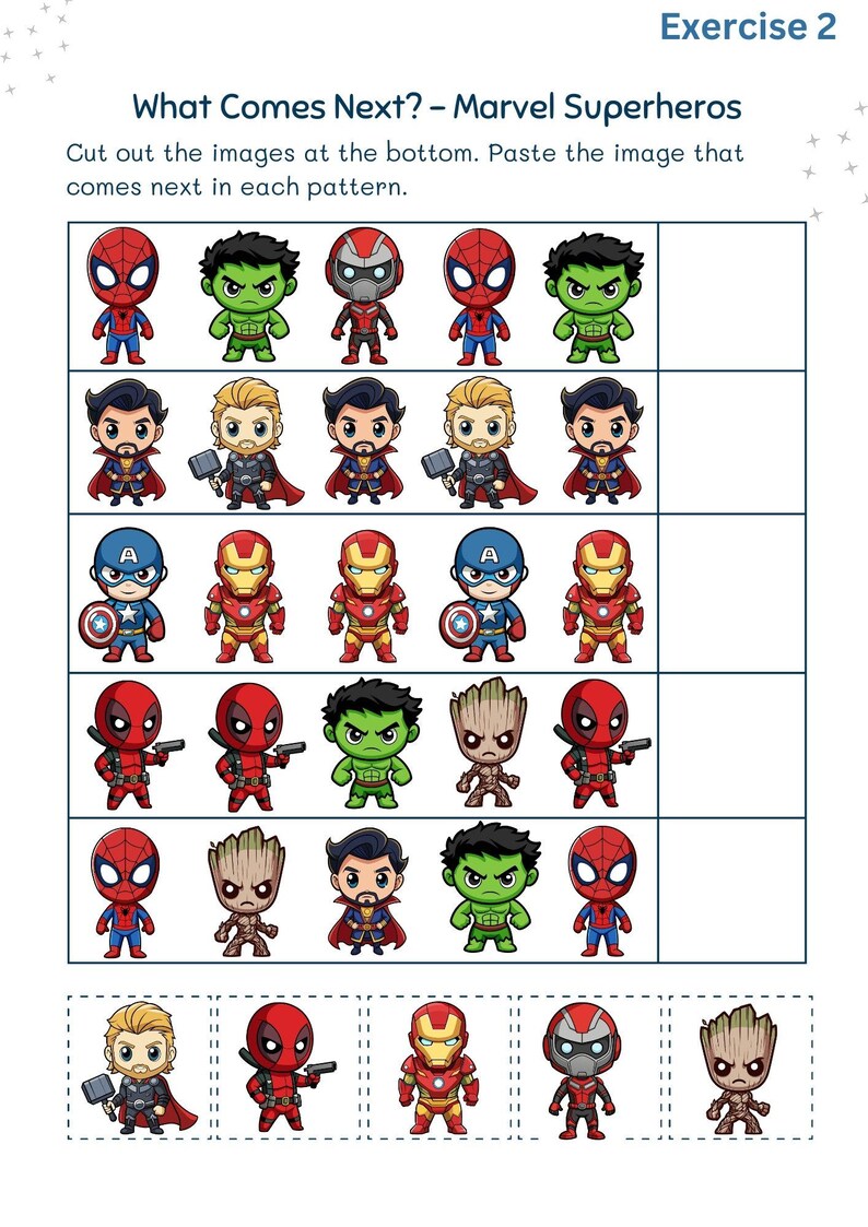 Superheros Patterns Worksheet - Combo Version - Etsy