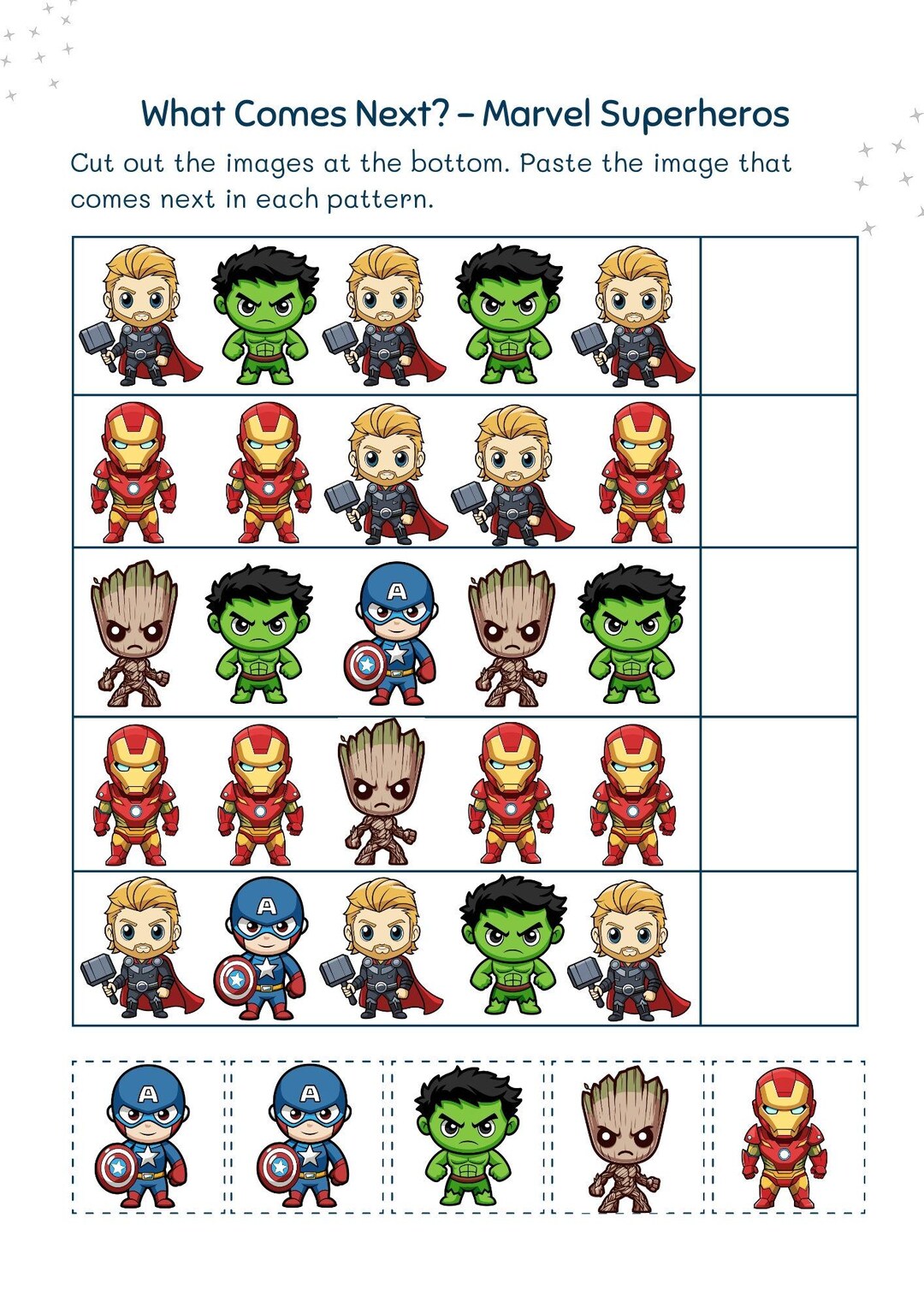 Superhero Patterns Worksheet Exercise 1 - Etsy