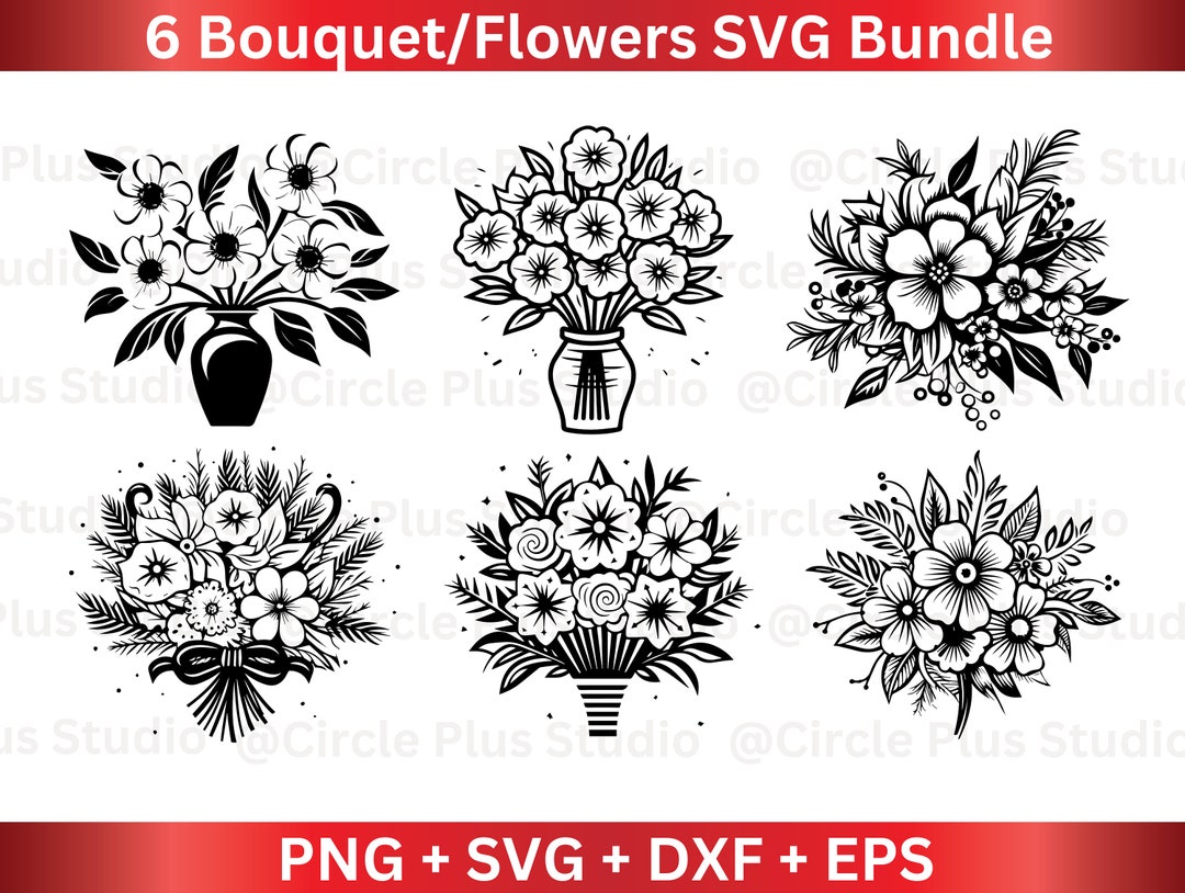 6 Flowers Svg, Bouquets Svg, Wildflowers Svg, Plants, Flower Svg ...