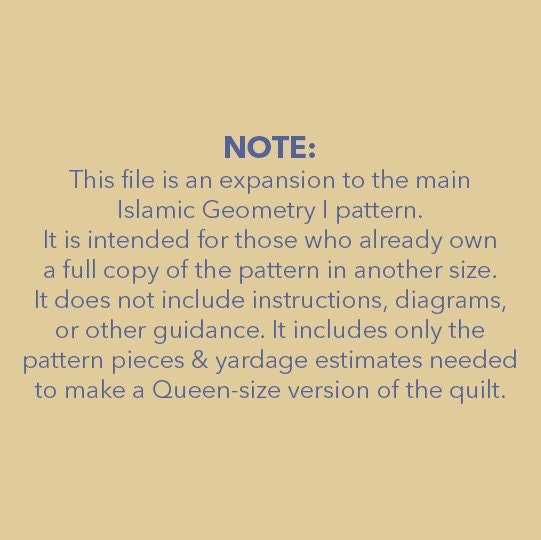 Islamic Geometry I Quilt Pattern: Expansion Pack Queen Size - Etsy