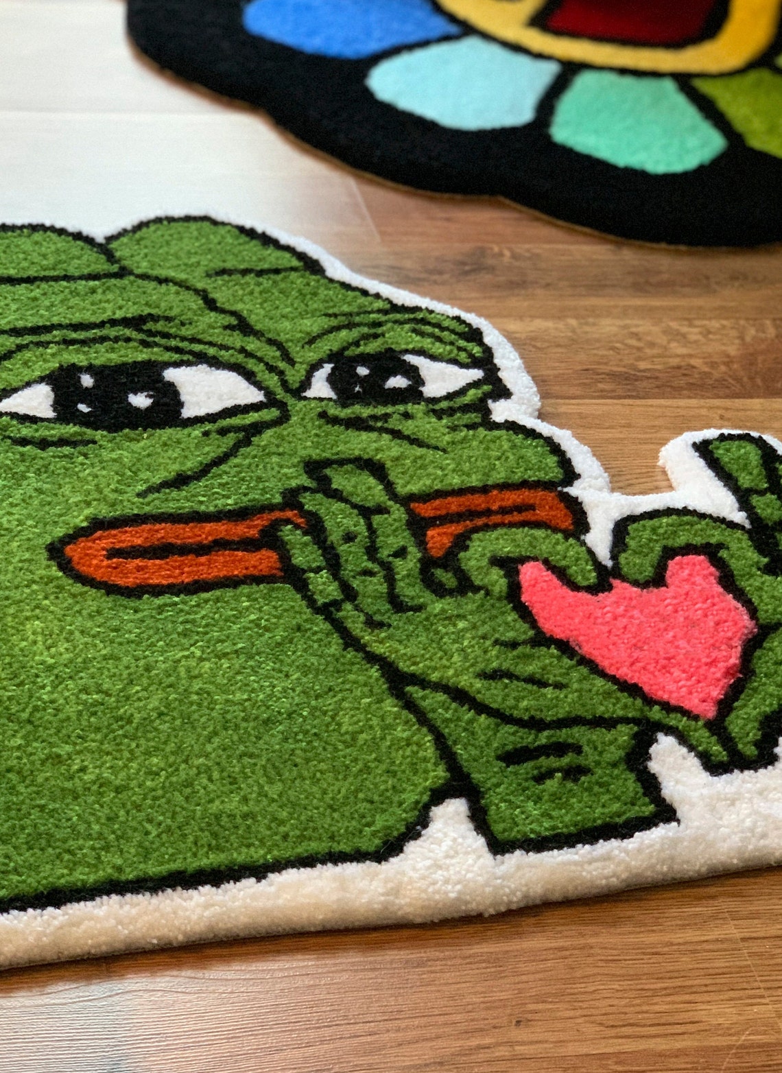 Frog MEME Handmade Rug Custom Tufted Rug Tufting Handmade Frog MEME Rug ...