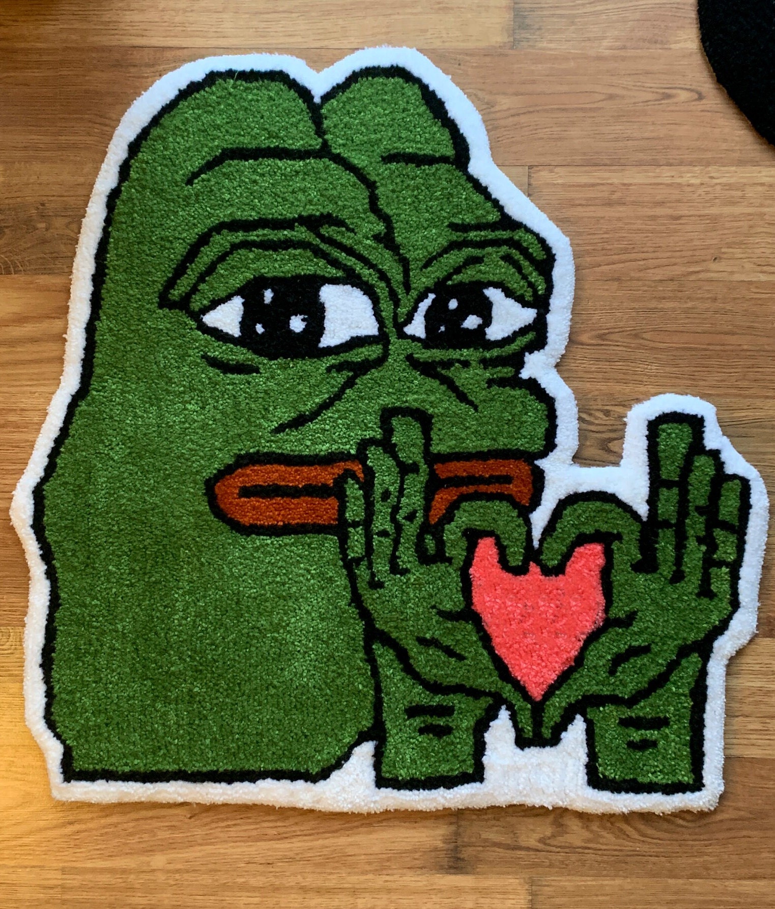 Frog MEME Handmade Rug Custom Tufted Rug Tufting Handmade Frog MEME Rug ...