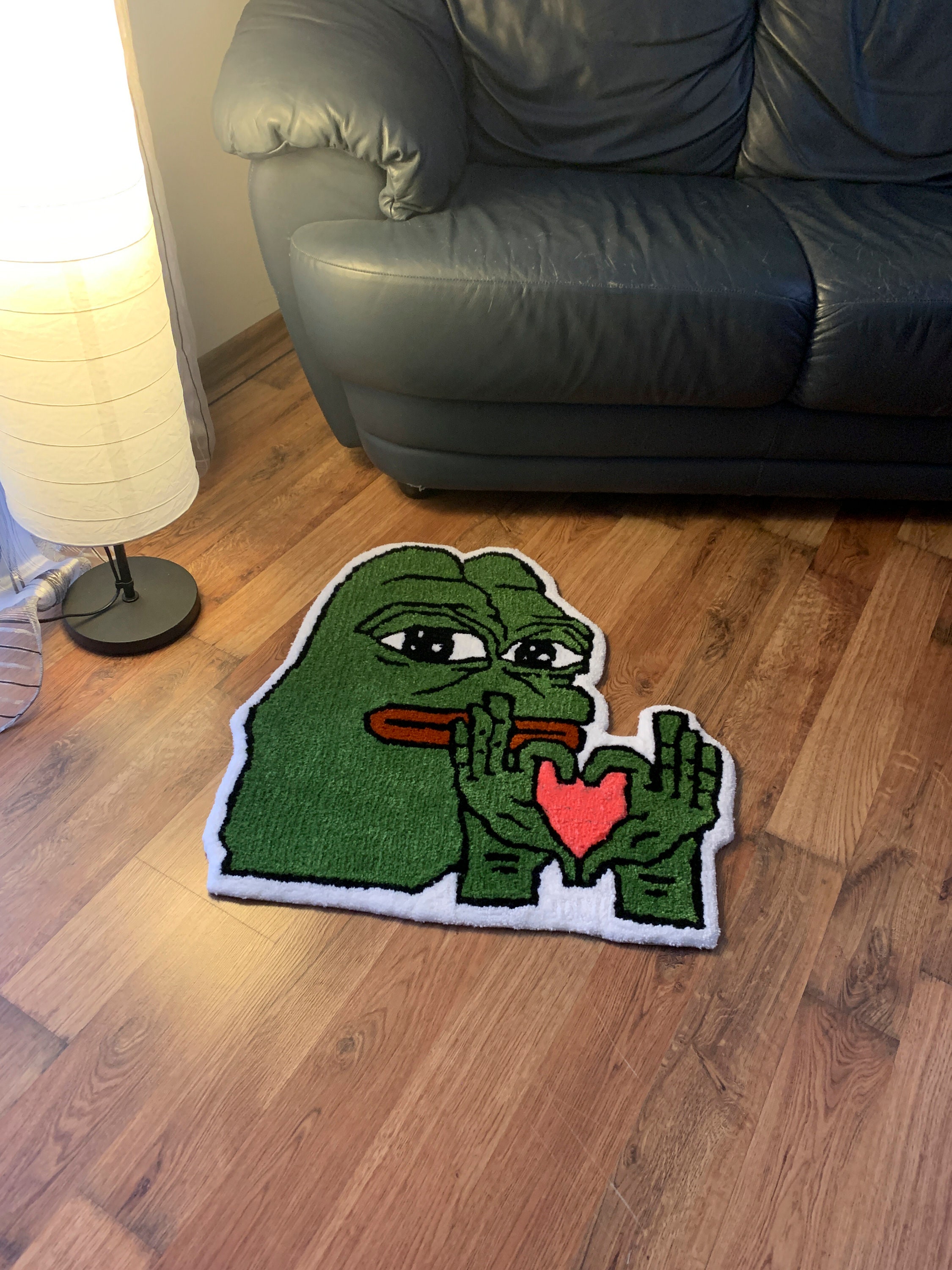 Frog MEME Handmade Rug Custom Tufted Rug Tufting Handmade Frog MEME Rug ...