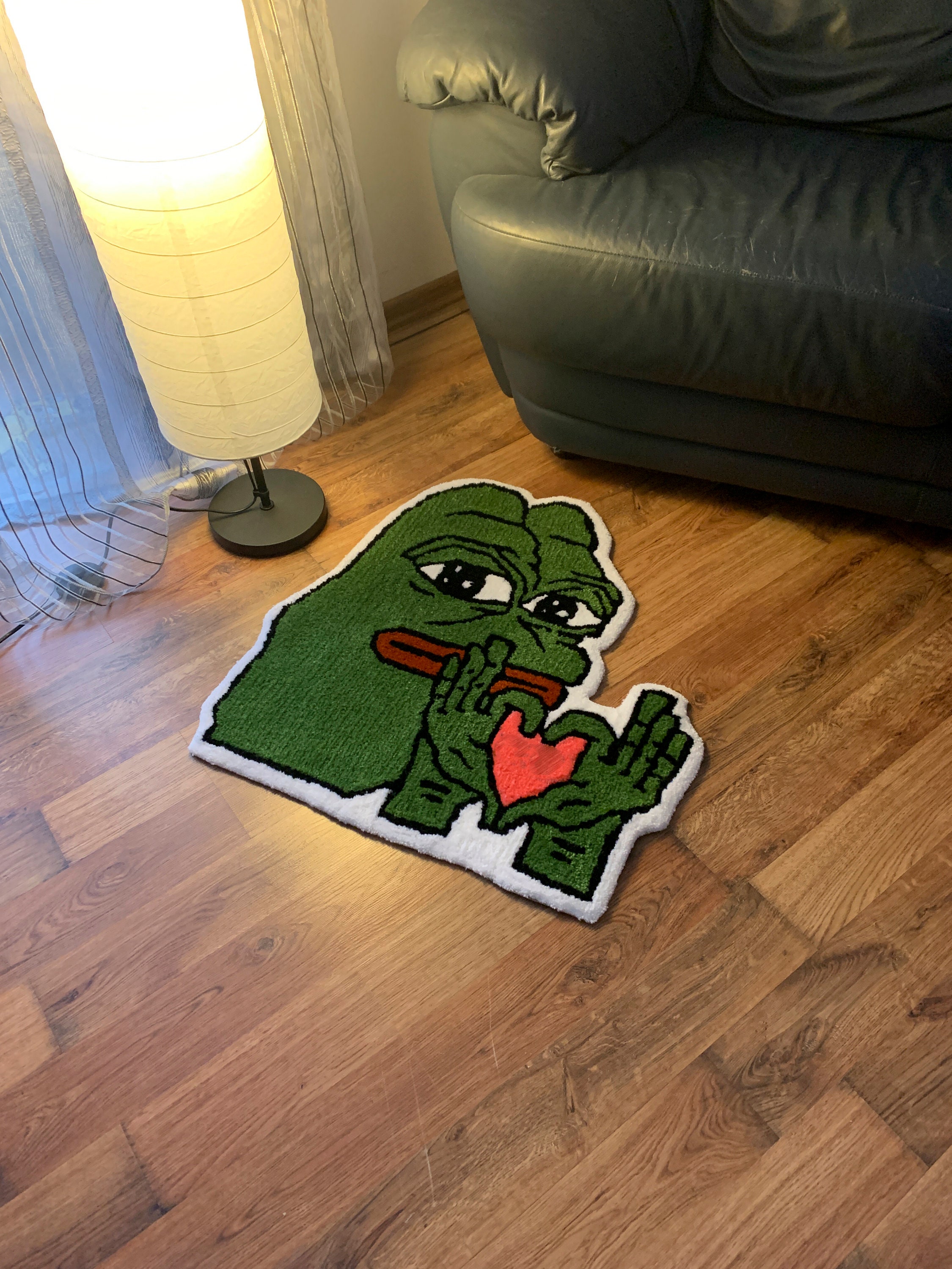 Frog MEME Handmade Rug Custom Tufted Rug Tufting Handmade Frog MEME Rug ...