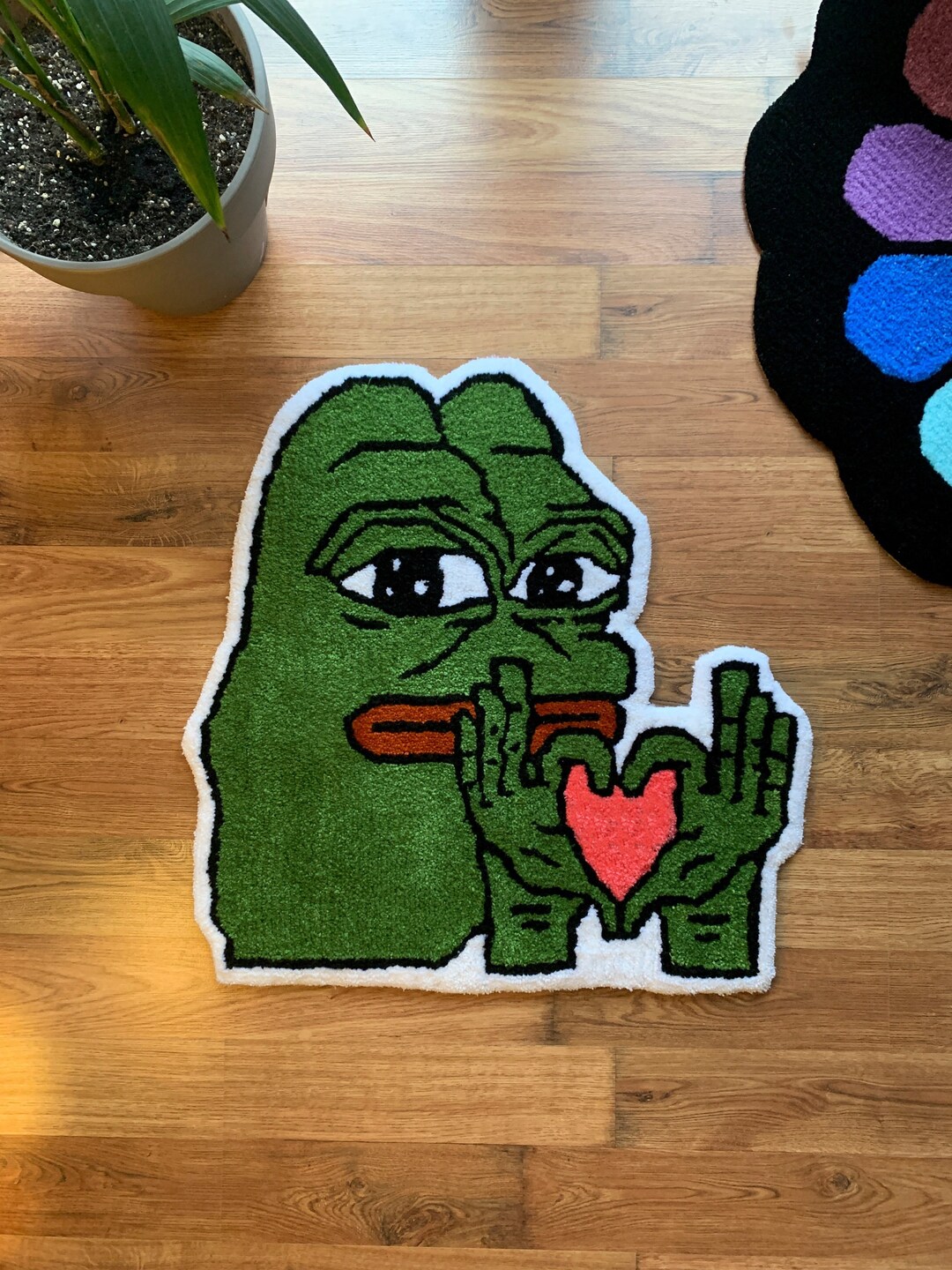 Frog MEME Handmade Rug Custom Tufted Rug Tufting Handmade Frog MEME Rug ...