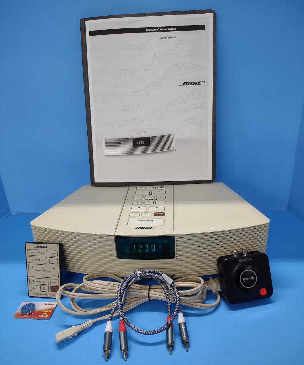 Bose off White Wave Clock AM/FM Radio W/new 5.3 Bluetooth Adapter, New ...