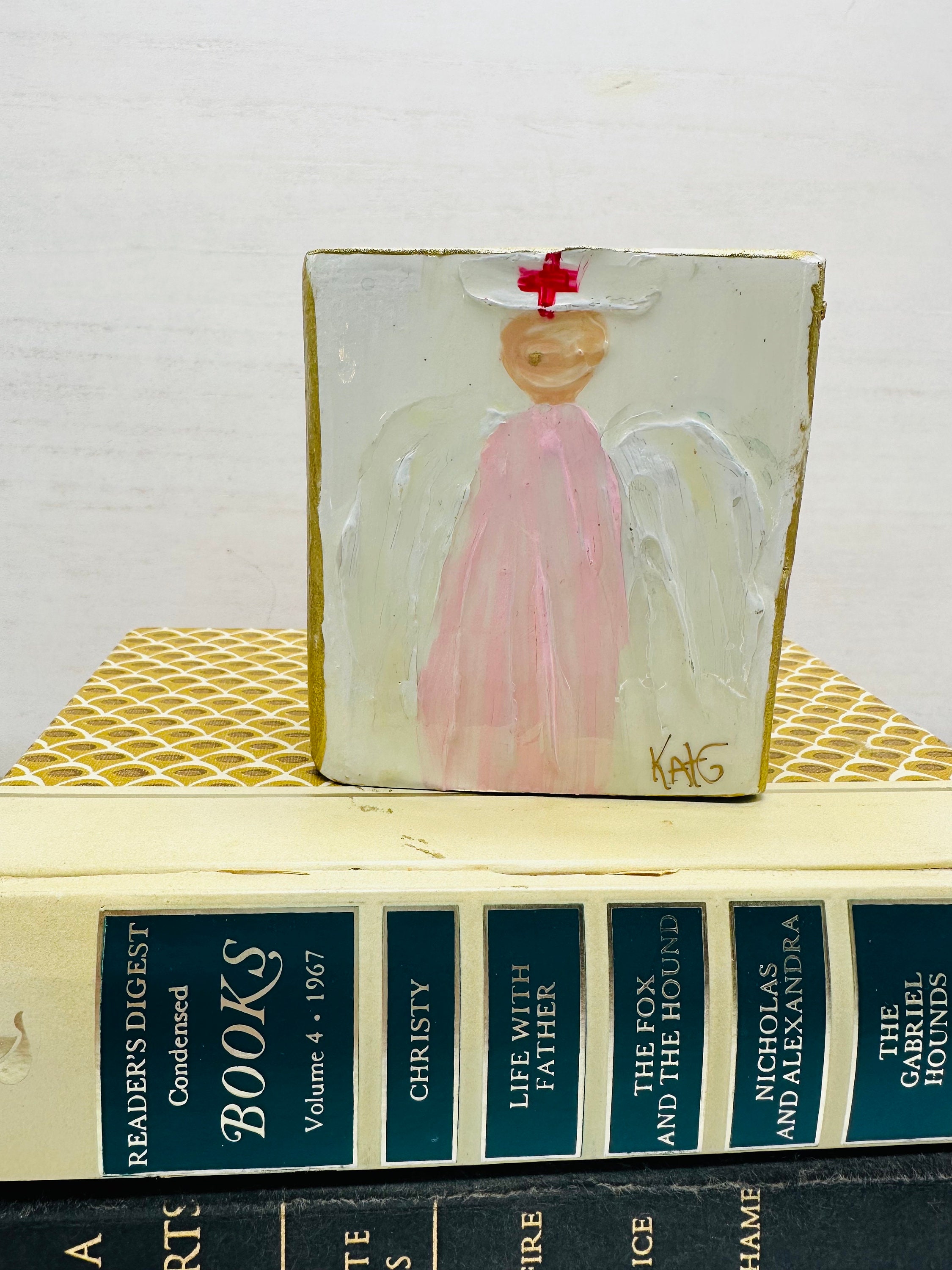 Nurse Angel Painting on Wood Religious Art for Home Tabletop - Etsy