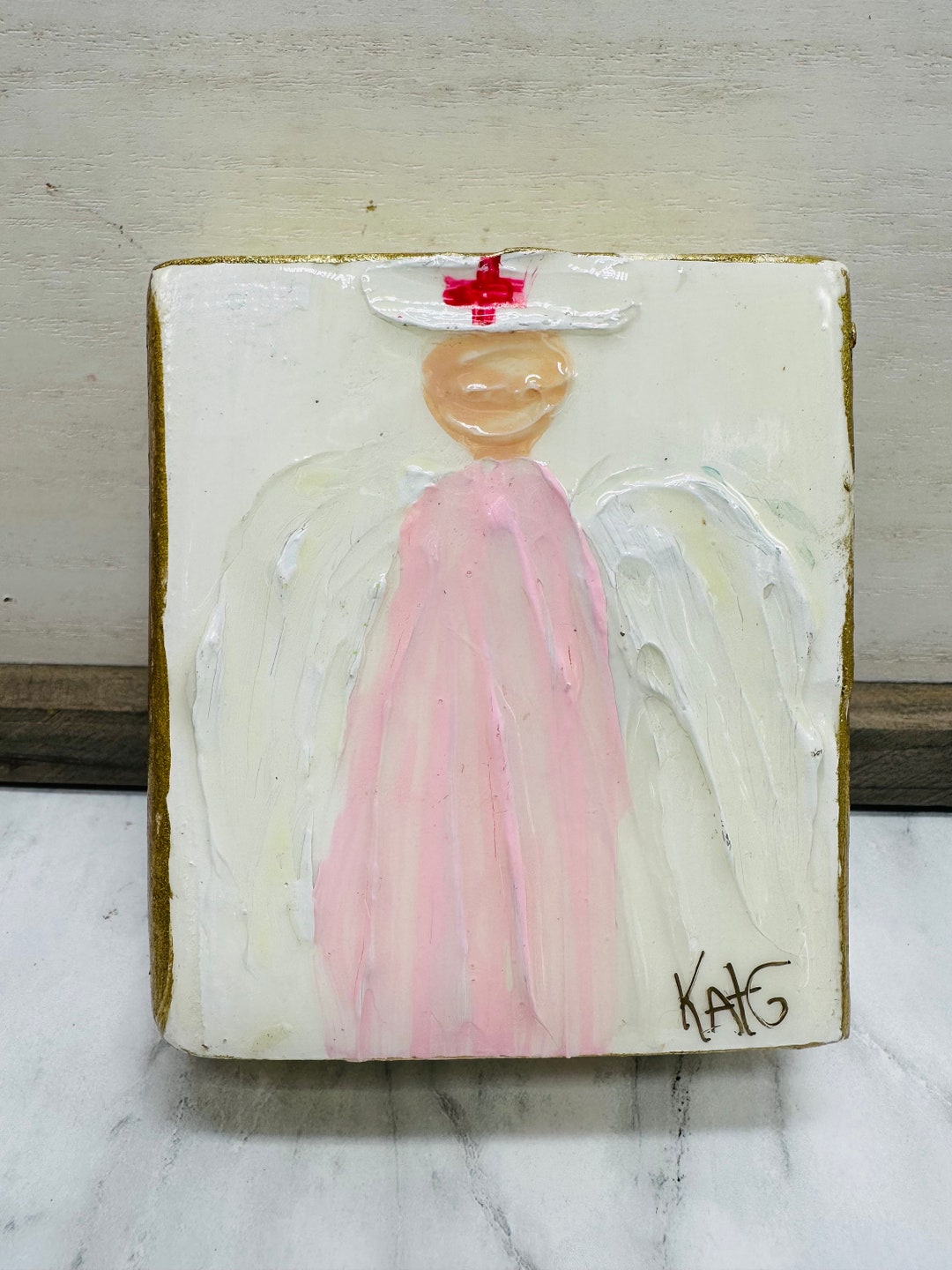 Nurse Angel Painting on Wood Religious Art for Home Tabletop - Etsy