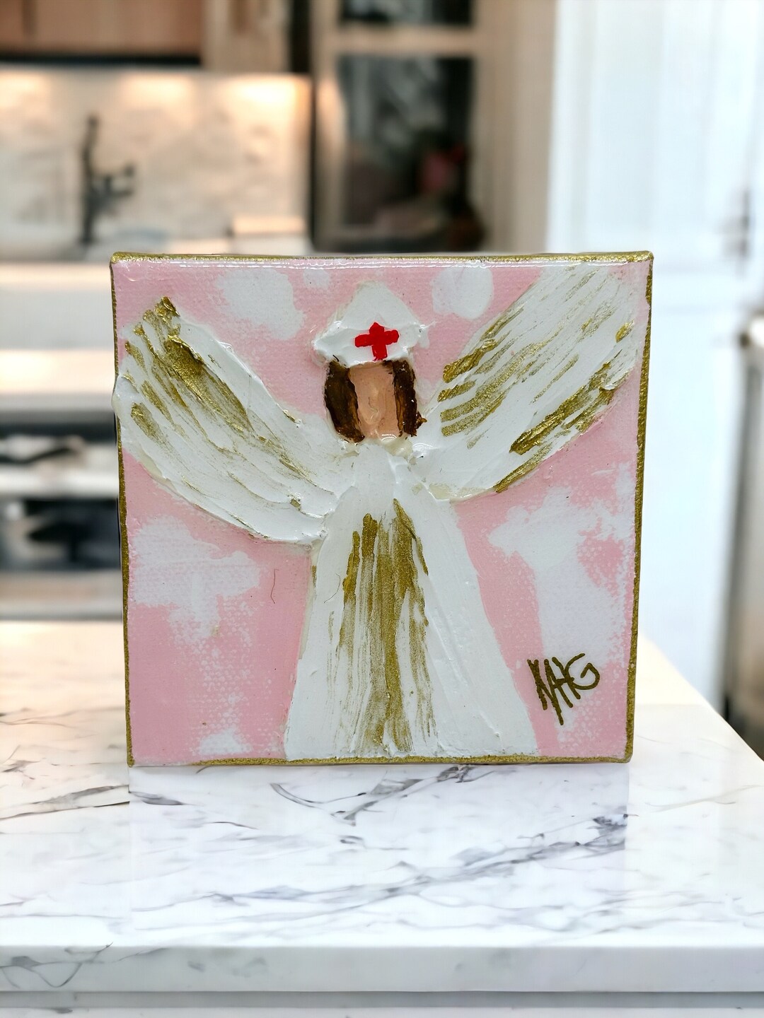 Nurse Angel Painting on Canvas, Religious Art for Home, Original ...