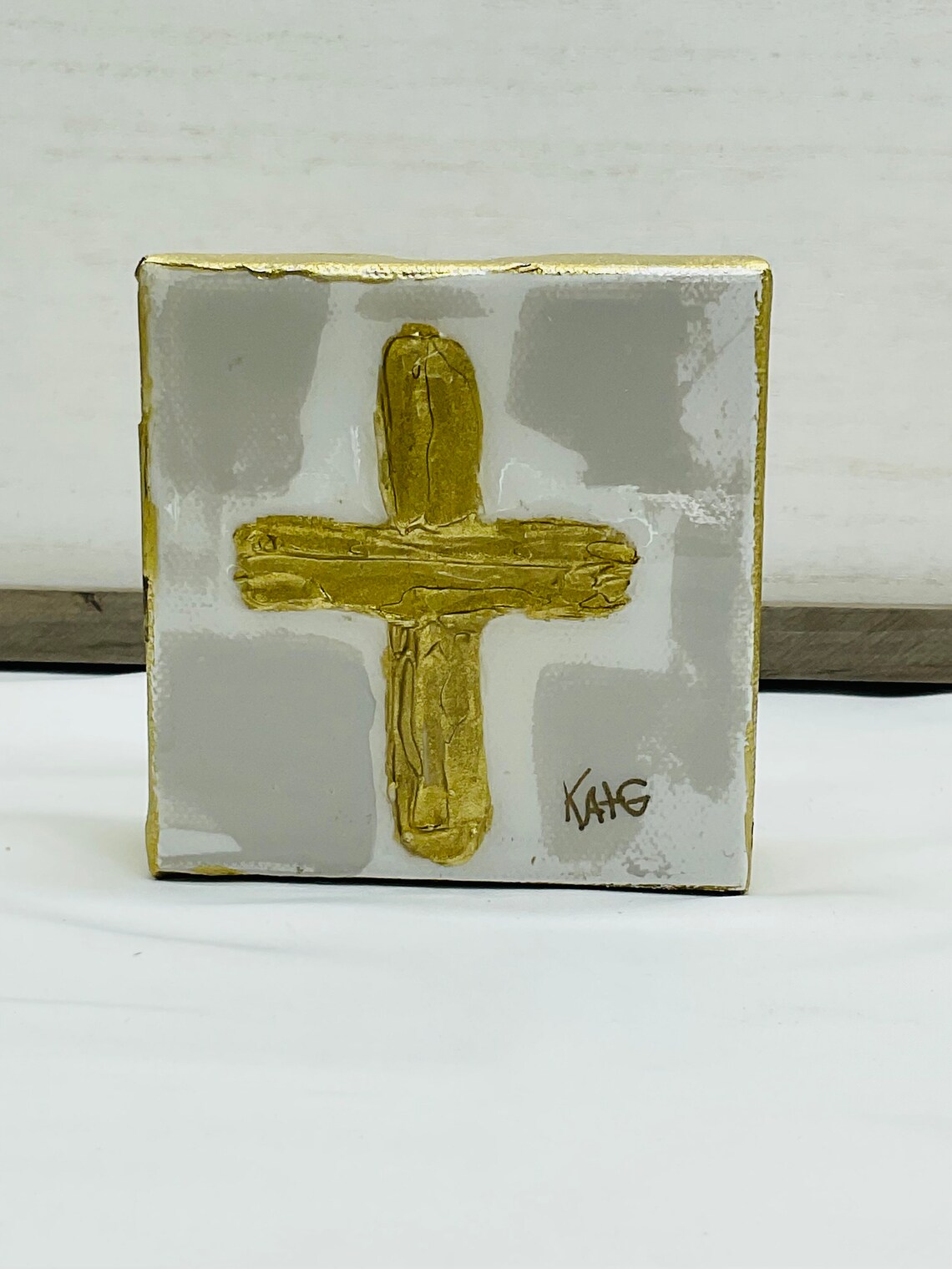 Cross Canvas Acrylic Painting, 4 X 4, Personalized Baptismal Gift ...