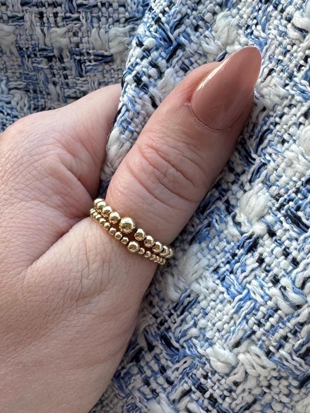 Gold Filled Stacking Beaded Ring, Stretch Ring, Gold Bead Stretch Ring ...
