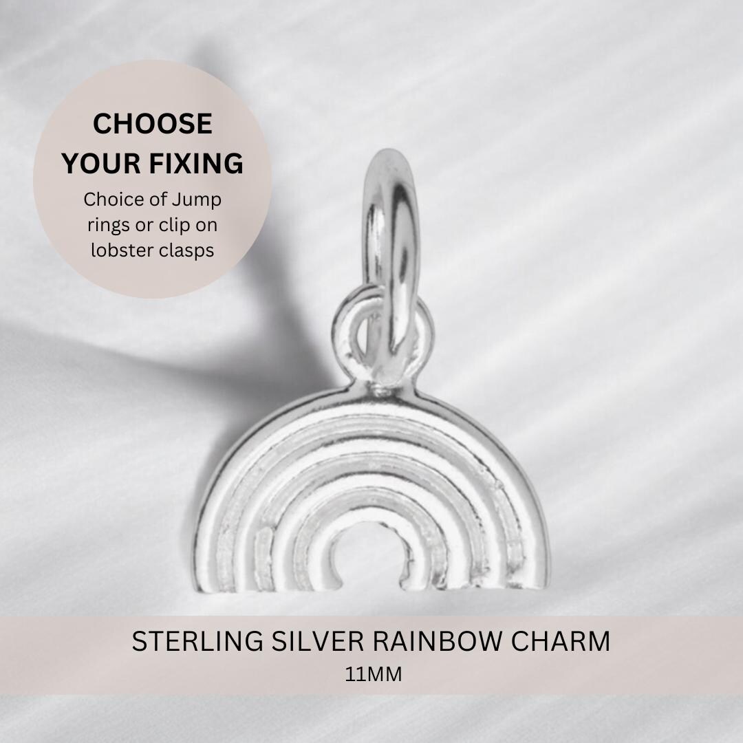 Sterling Silver Rainbow Charm Pendent, Necklace Charm, Bracelet Charm ...