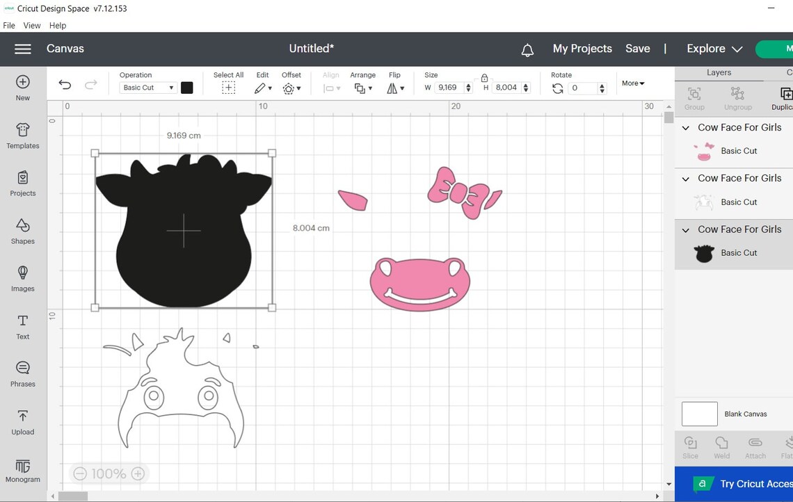 Cow Face for Girls Svg - Etsy
