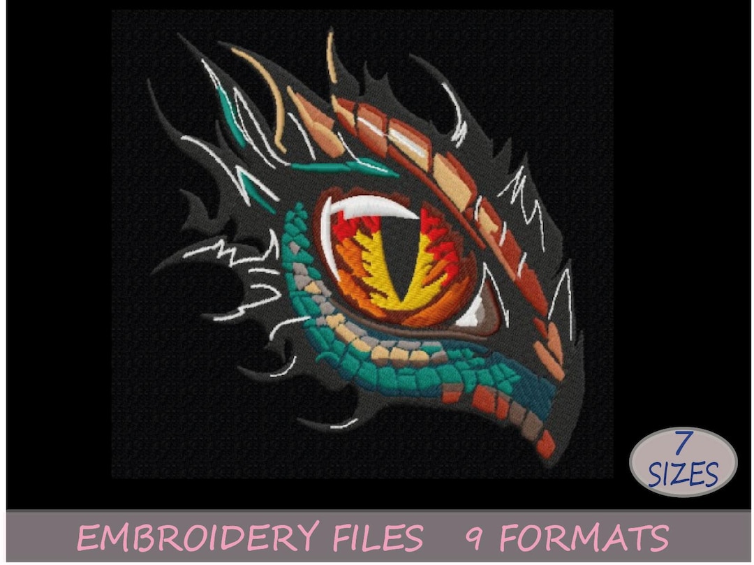 Dragon Eye Machine Embroidery Design - Dragon Eye Embroidery Files - 7 ...
