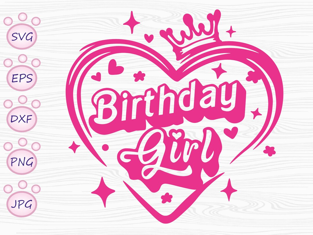 Pink Girl Birthday Party SVG, DXF, PNG, Jpeg - Etsy