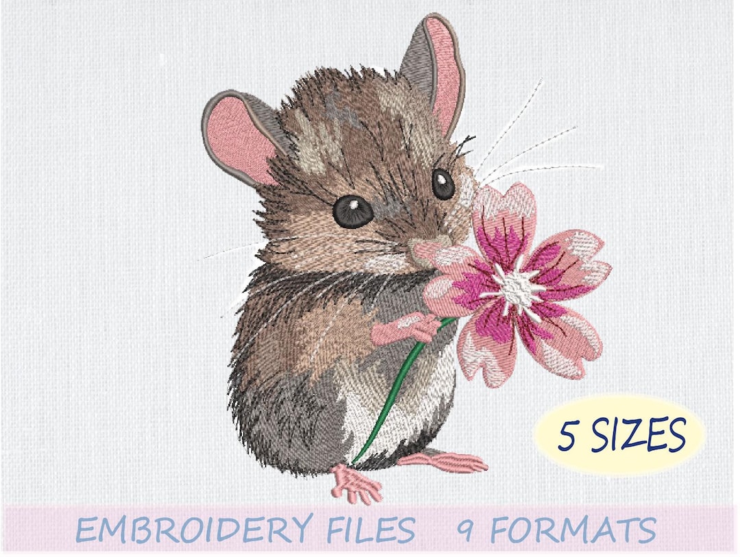 Mouse Machine Embroidery Design Digital File, 5 Sizes, Instant Download ...