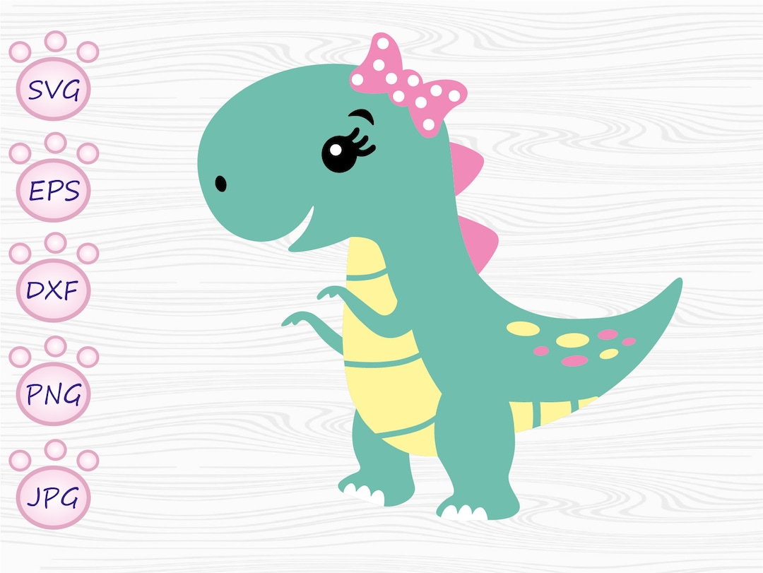 Girl Dinosaur SVG - Etsy