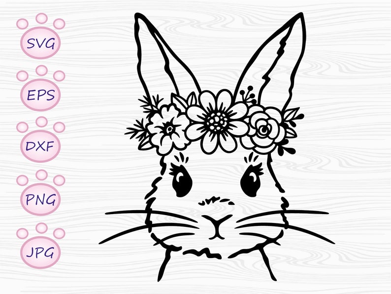 Floral Bunny SVG - Etsy