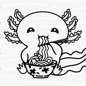 Axolotl Svg, Axolotl Eating Ramen, Axolotl Outline, Axolotl Clipart ...