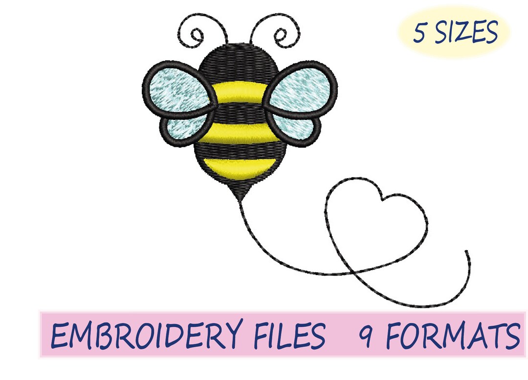 Bee Embroidery Design, 5 Sizes, Instant Download - Etsy