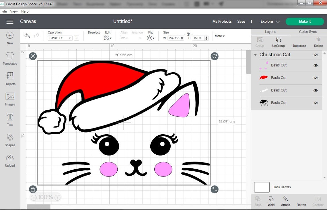 Christmas Cat Face SVG - Etsy