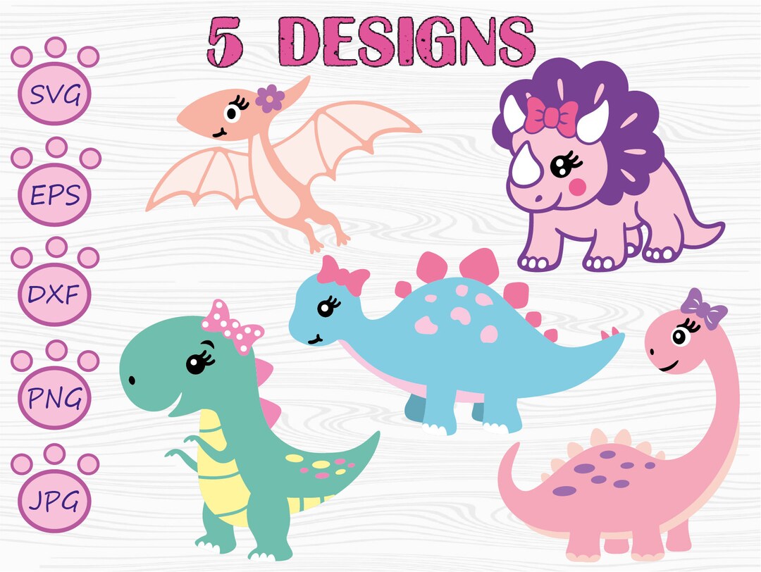 Dinosaur Girl Bundle SVG - Etsy