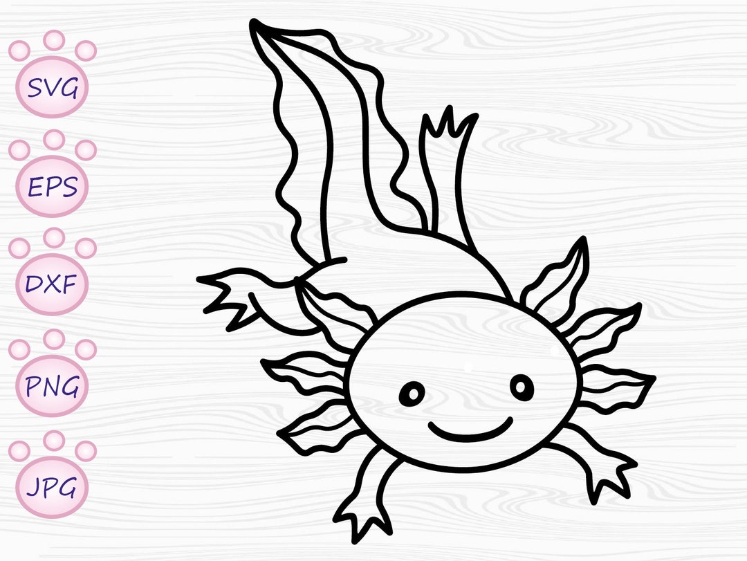 Cute Axolotl Outline SVG - Etsy