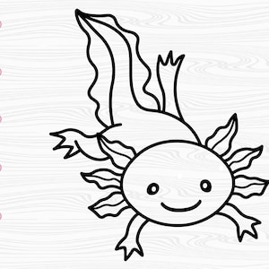 Cute Axolotl Outline SVG - Etsy