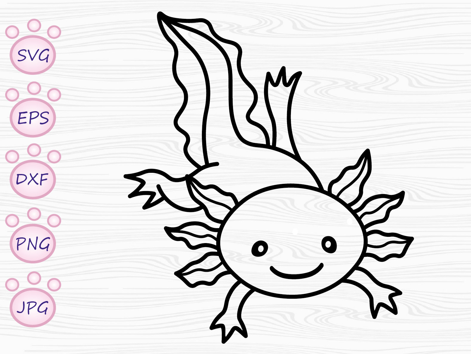Cute Axolotl Outline SVG - Etsy