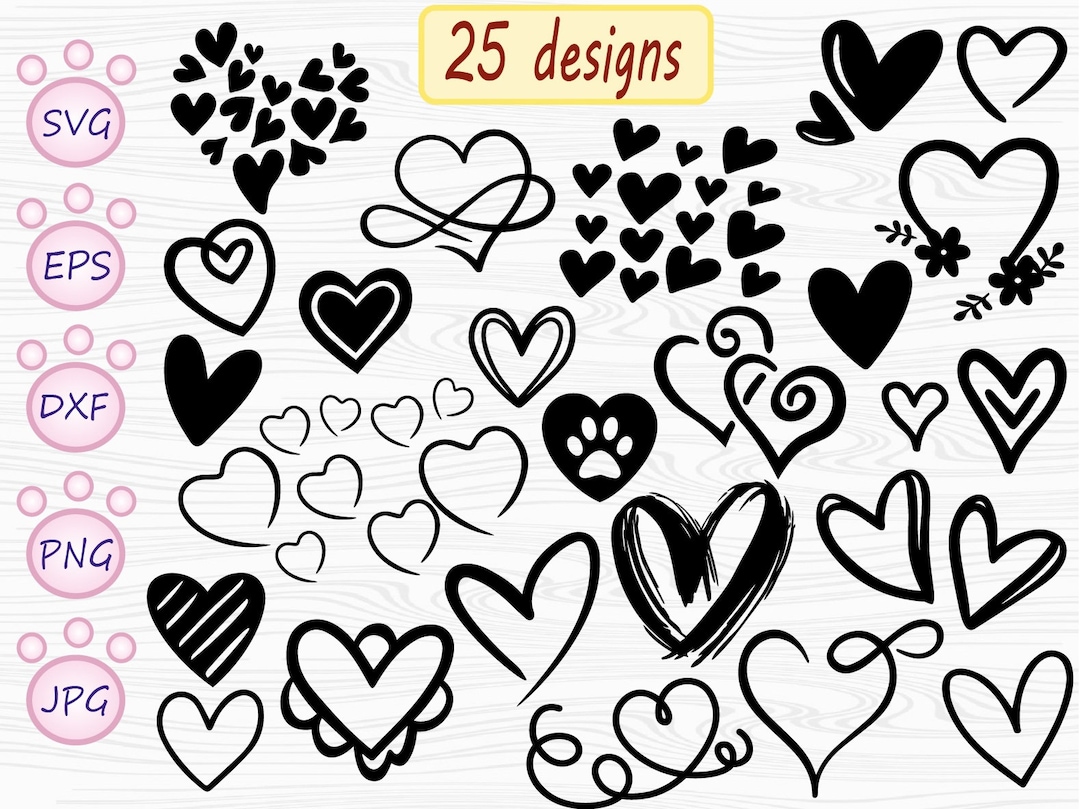Heart SVG Bundle, Heart Clipart, Doodle Hearts, Valentines Svg ...