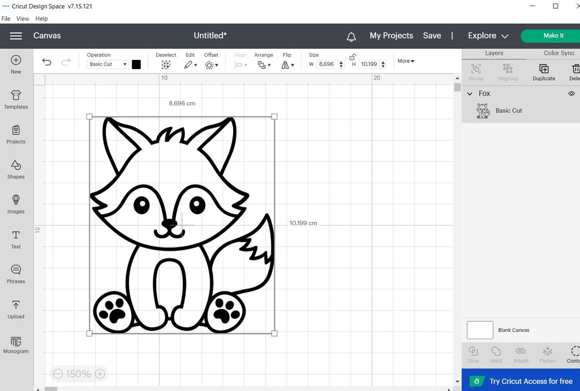Cute Fox Outline SVG - Etsy