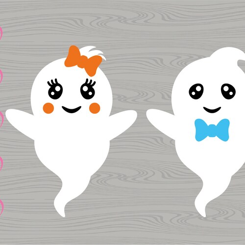 Cute Ghost Svg Halloween Cut Files Little Ghosts With Bow - Etsy