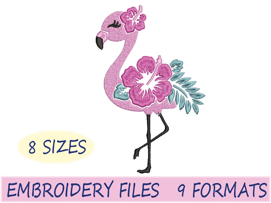 Flamingo Machine Embroidery Design. 8 Sizes. Bird Embroidery Design - Etsy