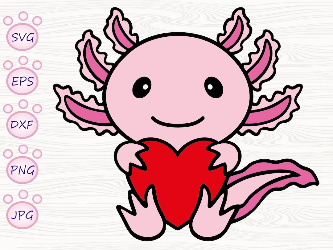 Cute Axolotl Heart SVG - Etsy