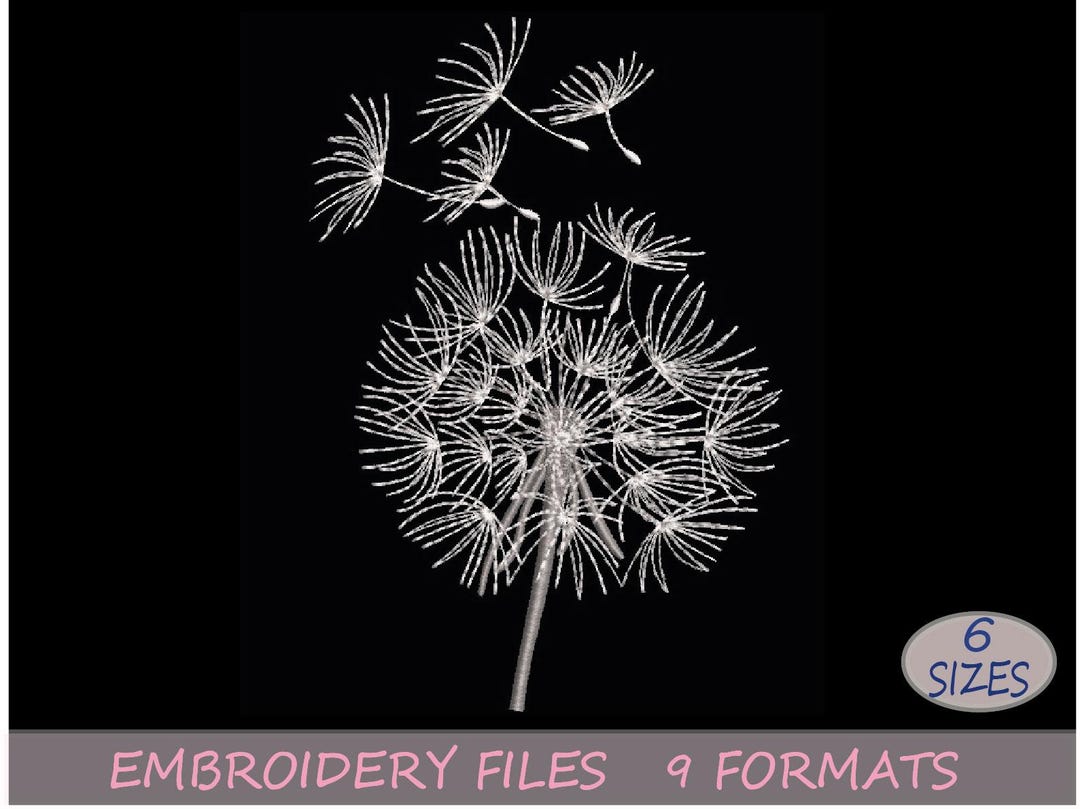 Dandelion Flower Embroidery for Embroidery Machine, 6 Sizes, Instant ...